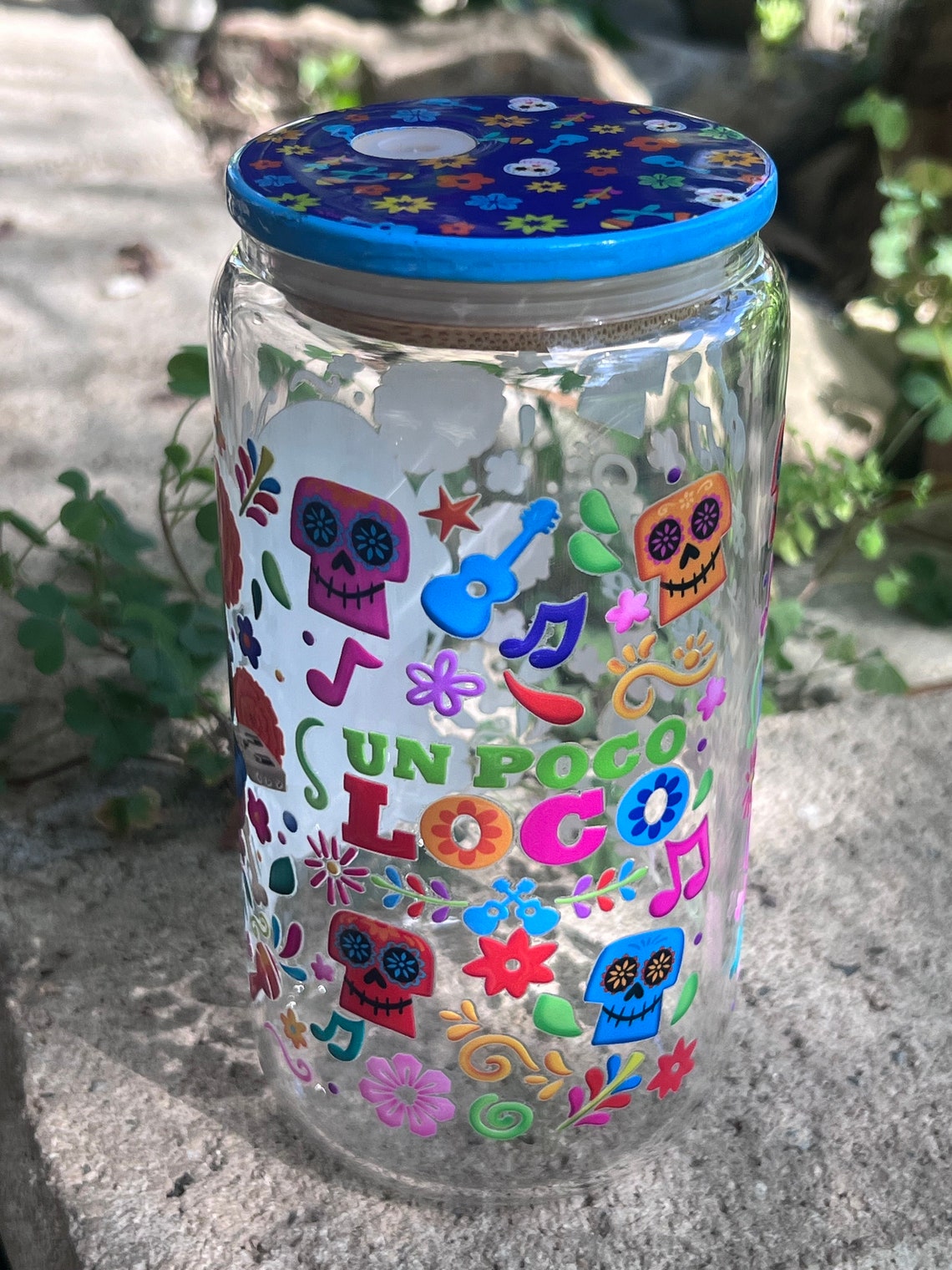 Poco Loco 16 Oz Glass Cup With Lid and Straw, Poco Loco Tumbler With ...