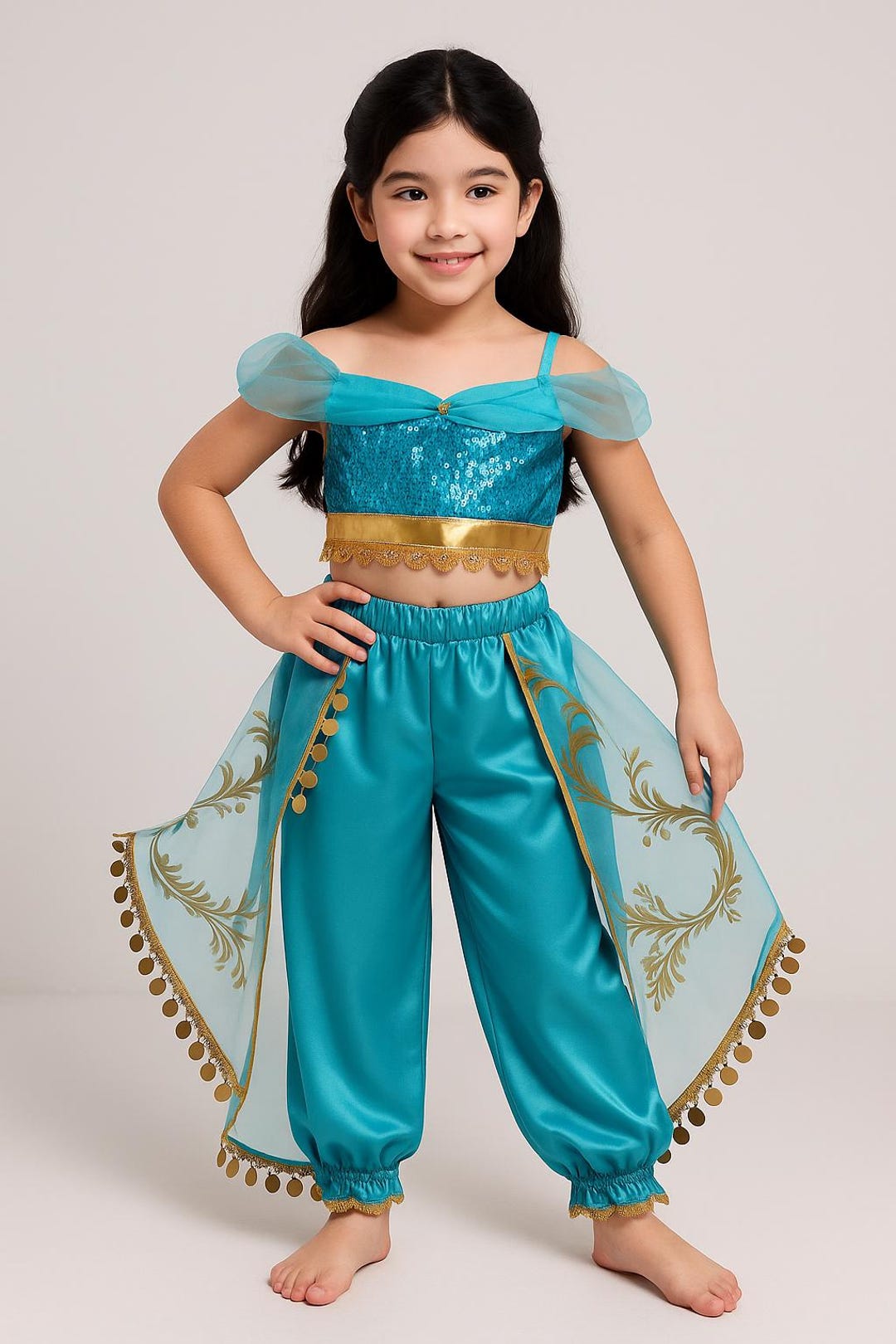 Little Girl's Sultan Princess Attire, off Shoulder Dress up Clothes ...