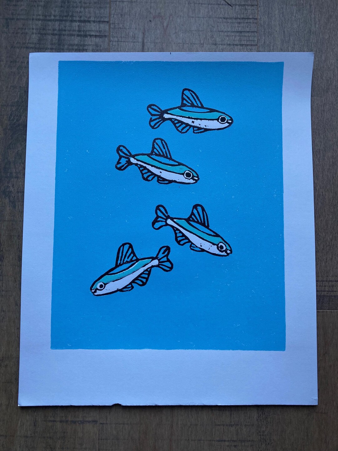 Blue Tetras (unframed Block Print) - Etsy
