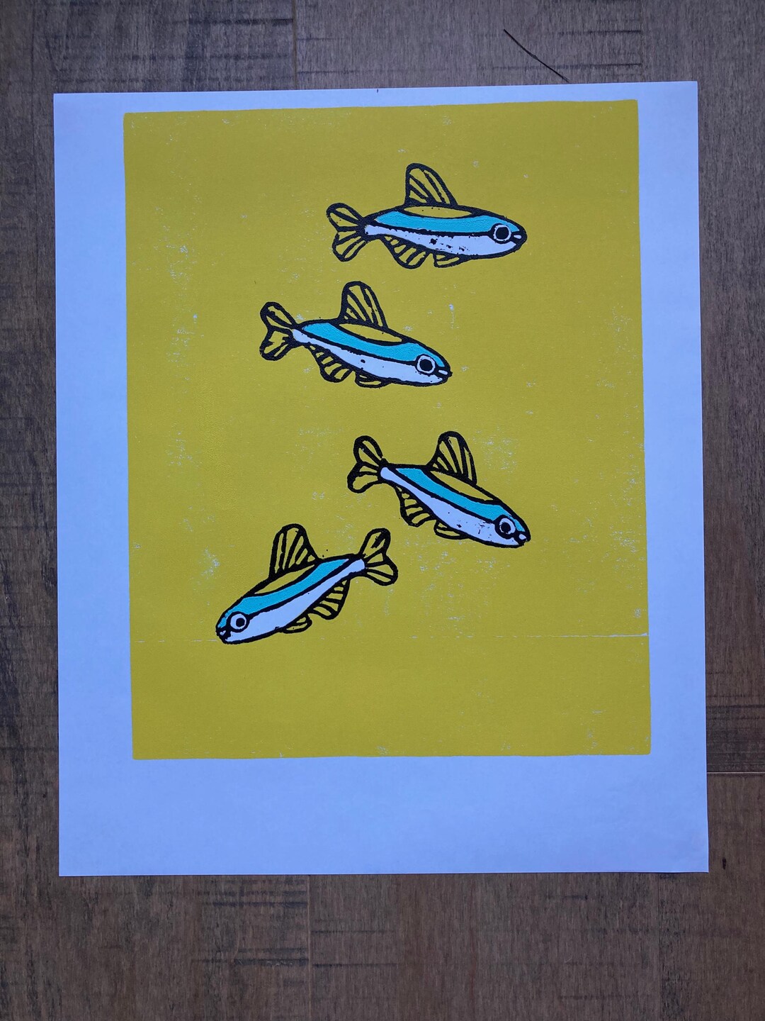 Yellow and Blue Tetras (unframed Block Print) - Etsy