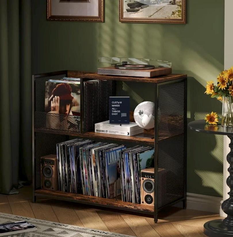 Trendy Wooden Record and Book Shelf - Etsy