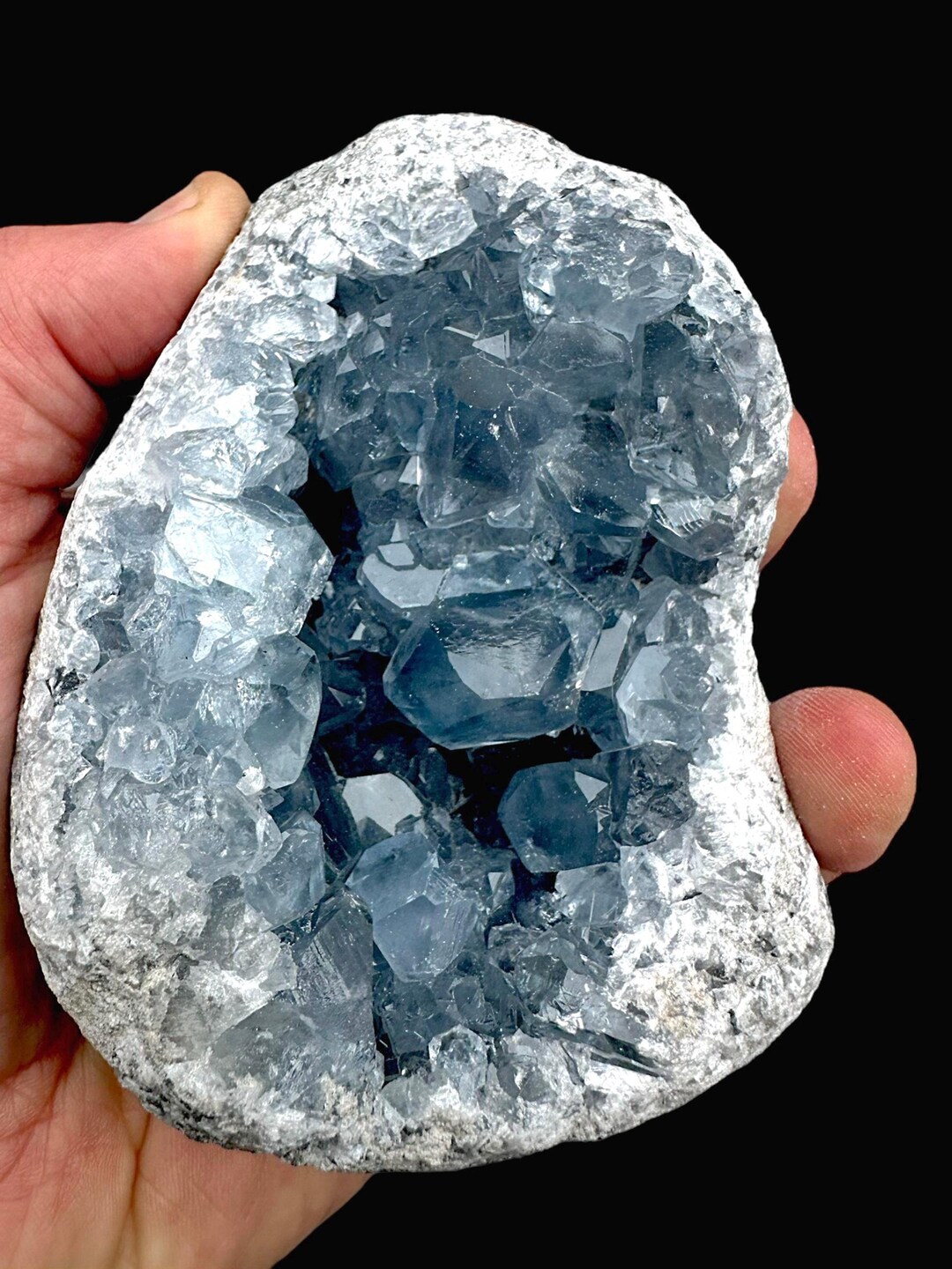 Blue Celestite Geode With Deep Blue Crystals Natural Celestite Cluster ...