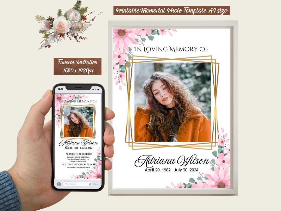 Memorial Announcement Instagram Template | Customizable Funeral ...