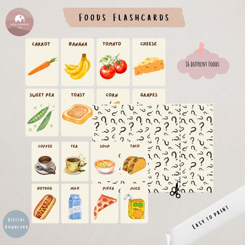 Fun & Engaging Food Flashcards for Kids – Printable Learning Cards - Etsy