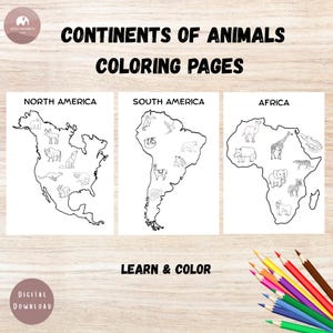 Continents of Animals Coloring Pages | Continents Coloring Worksheets ...