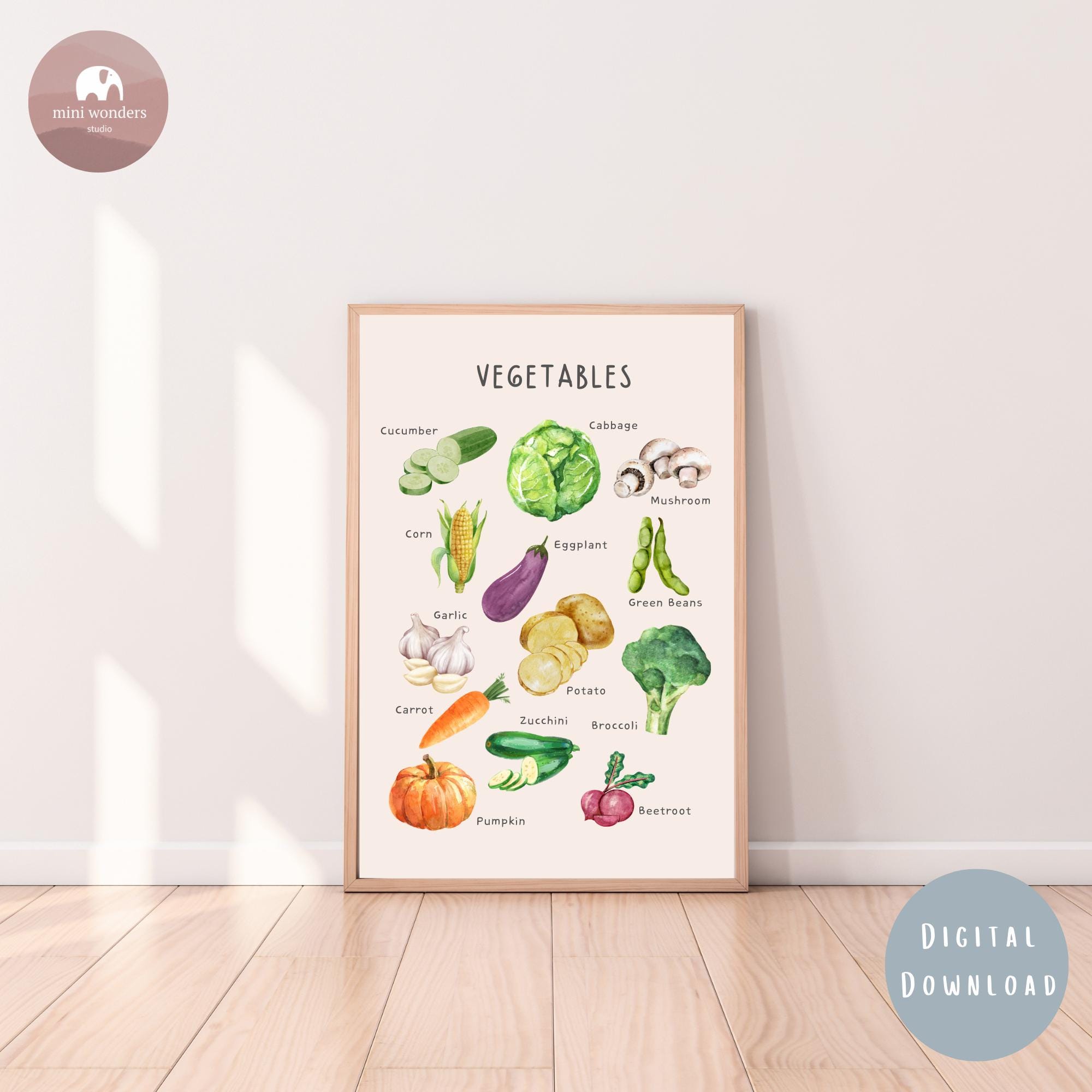 Vegetables Learning Poster for Kids – Educational Printable Wall Art ...