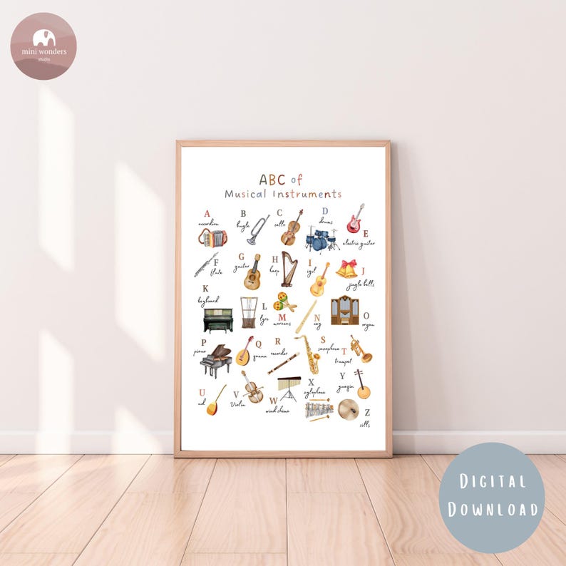 Musical Alphabet Nursery Wall Art Digital Download- ABC Music Poster ...