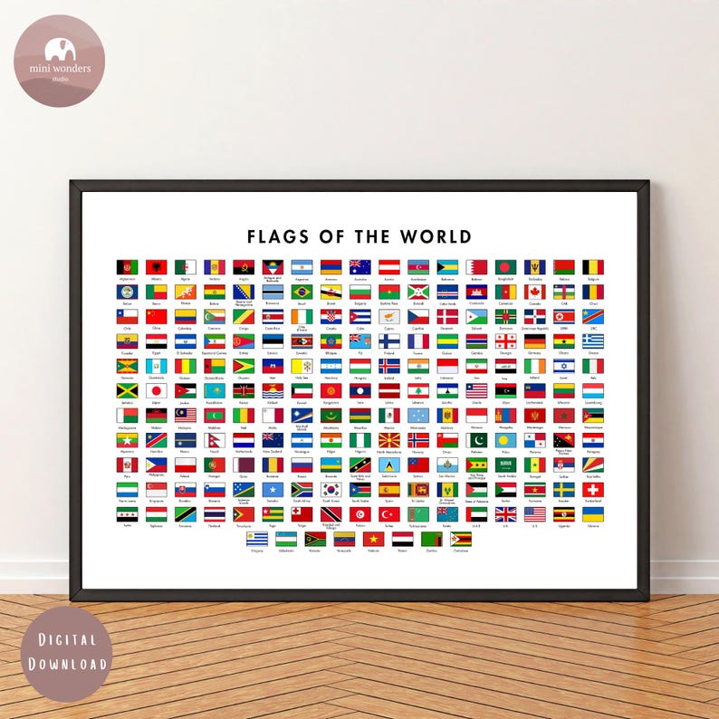 Flags of the World Poster, Countries and Flags Chart, Classroom Decor ...