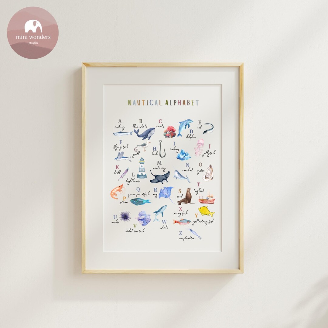 Nautical Alphabet Poster for Kids – A to Z Nursery Wall Art | Ocean ...
