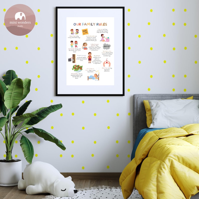 Family Rules Nursery Wall Art Digital Download - Playroom Rules Sign ...