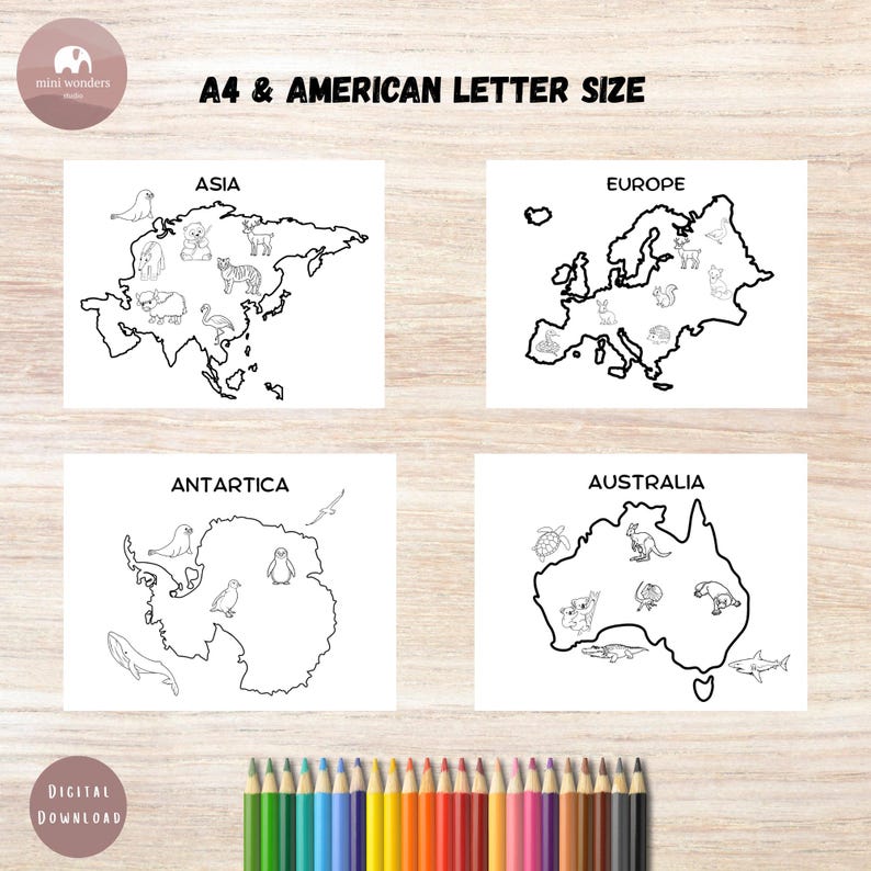 Continents of Animals Coloring Pages | Continents Coloring Worksheets ...