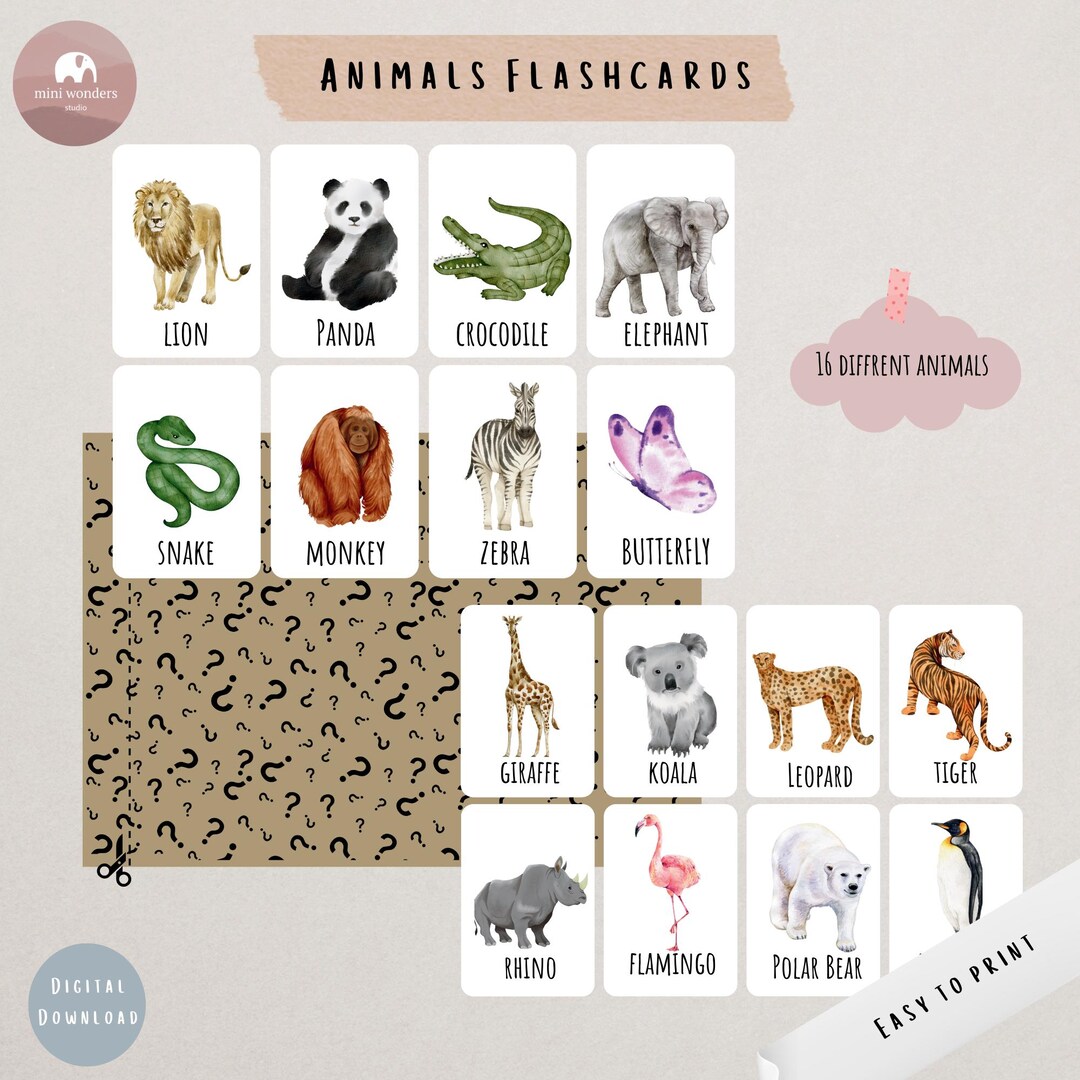 Animal Flashcards for Kids – Printable Learning Cards | Educational ...