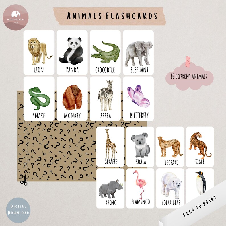 Animal Flashcards for Kids – Printable Learning Cards | Educational ...