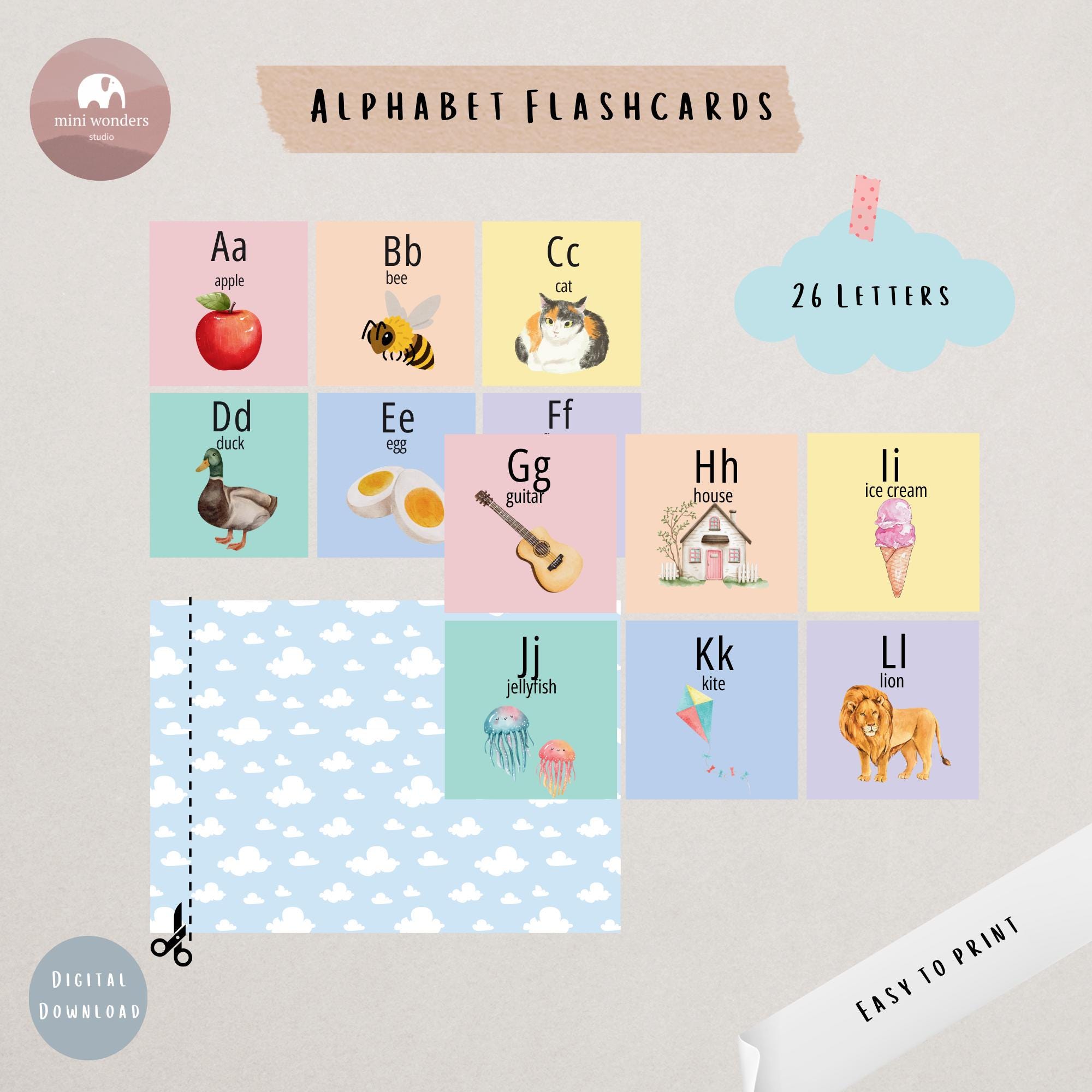 Printable Jumbo Size Alphabet Flash Cards for Kids | A-Z Letter ...