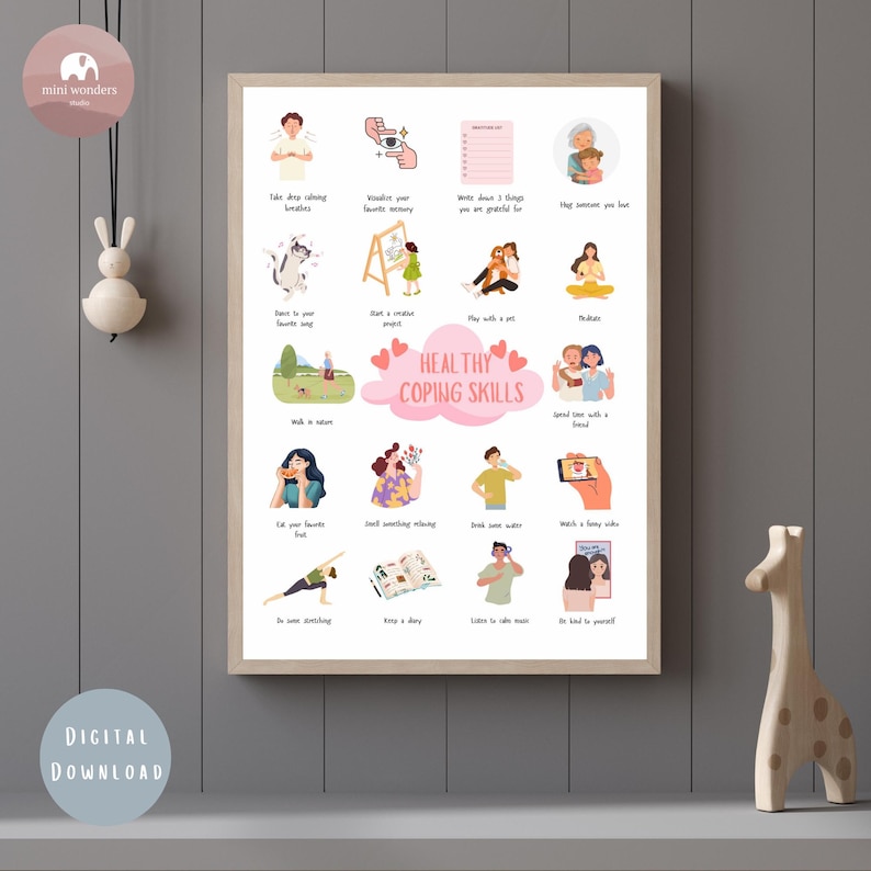 Healty Coping Skills Printable Poster – Mindfulness & Emotional Support ...
