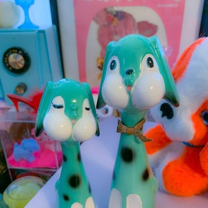 Vtg Japan Kogei Bito Ceramic Mint Rare Puppy Couple Big Eye Kitsch ...