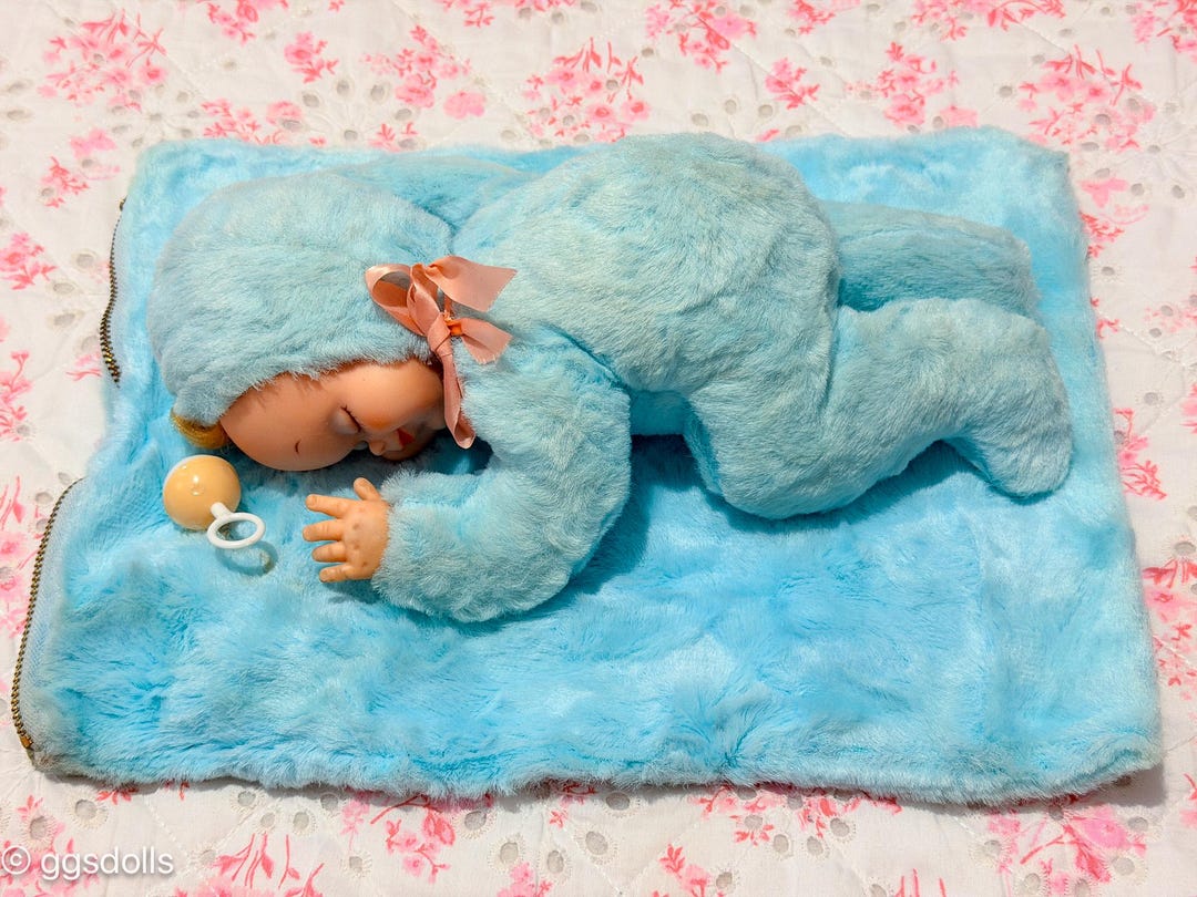 VTG Plush Rushton Rubber Face Sleeping Baby Dozie Dot Pajama Bag W ...