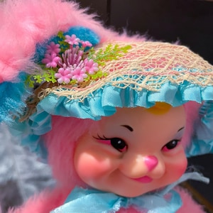 VTG Plush Pink Stuffed Animal Rubber Face Rushton Molly W Bonnet - Etsy