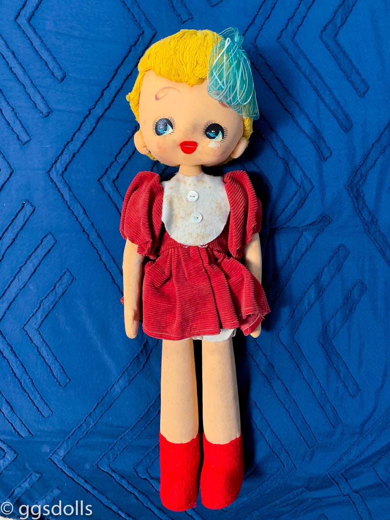 Vtg 50s Japan Big Eye Large Bunka Pose Doll in Red Dress - Etsy