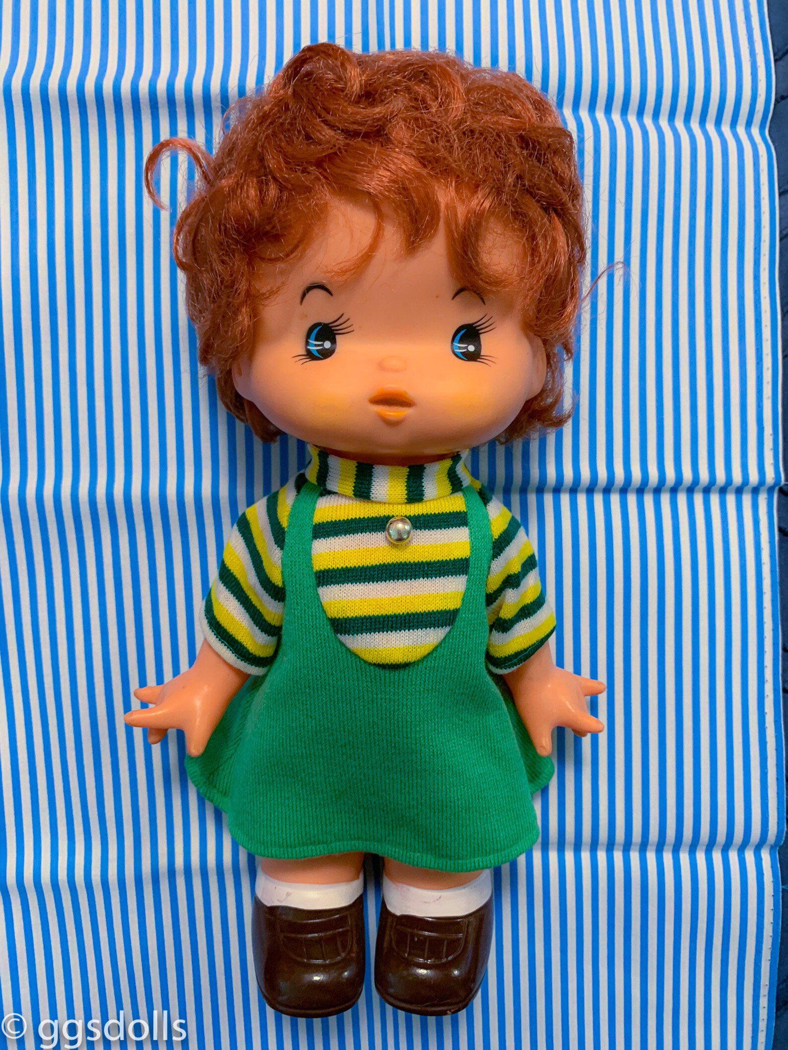 VTG Japan Big Eye Sekiguchi Gege Type Girl in Green Mod Dress - Etsy