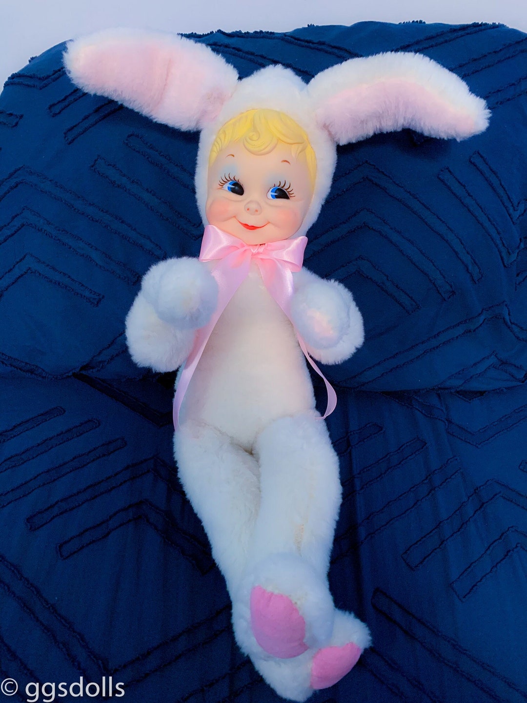 VTG Original Rushton Plush Stuffed Animal Rubber Face Play Girl Bunny ...