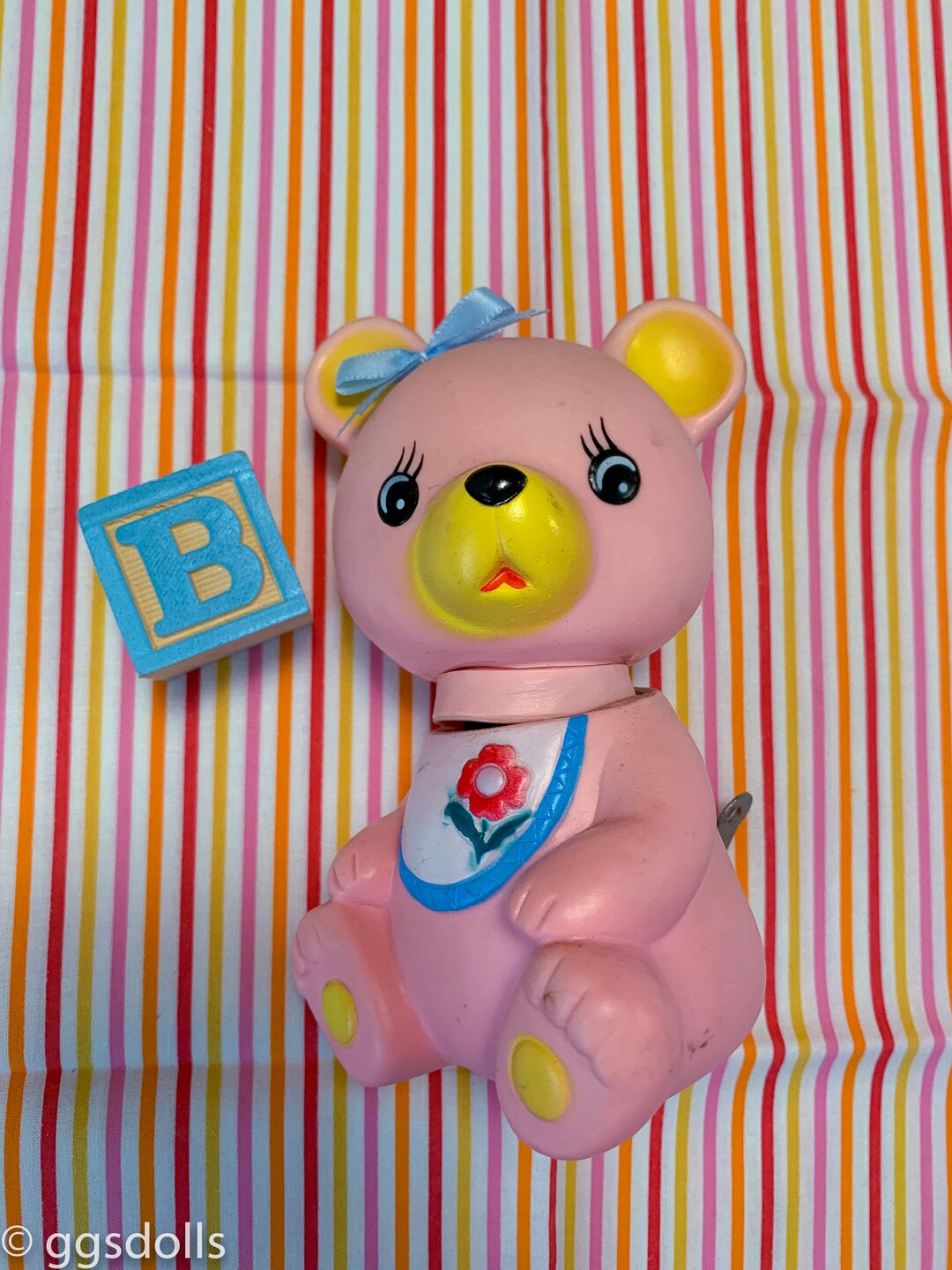 VTG Japan Masudaya Soft Rubber Tin Wind up Bear Lt Pink - Etsy