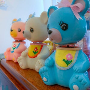 VTG Japan Masudaya Soft Rubber Tin Wind up Bear Lt Pink - Etsy