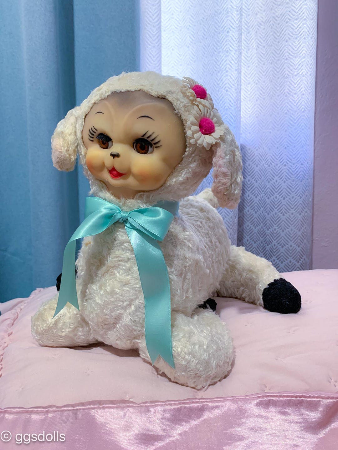 VTG Stuffed Animal Plush Rubber Face Expert Toy Lamb Sheep W Sleep Eyes ...