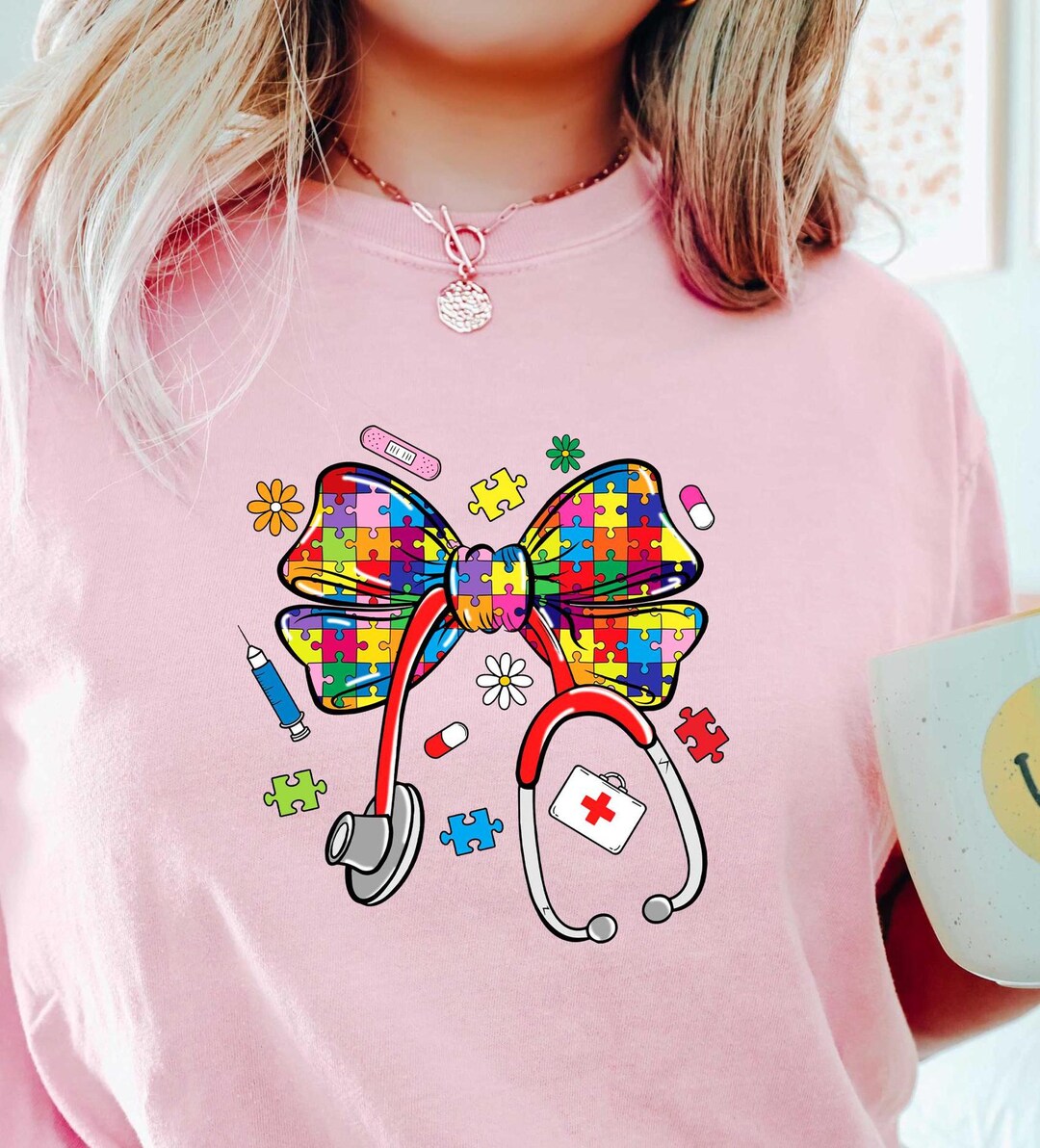 Autism Coquette Nurse Shirt, Autism Stethoscope Shirt,autism Awareness ...