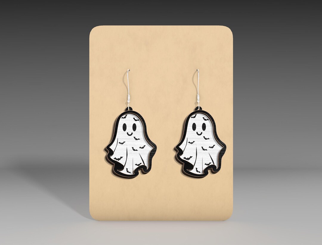 Cute Ghost Earring Cut File, Halloween Ghost Earring Svg, Halloween ...