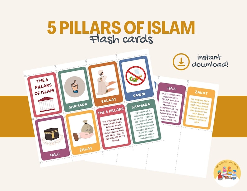 5 Pillars of Islam Flash Cards - Etsy