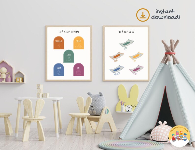 Learning Posters Set, Islamic, 6 Posters, Digital Wall Arts, Printable ...