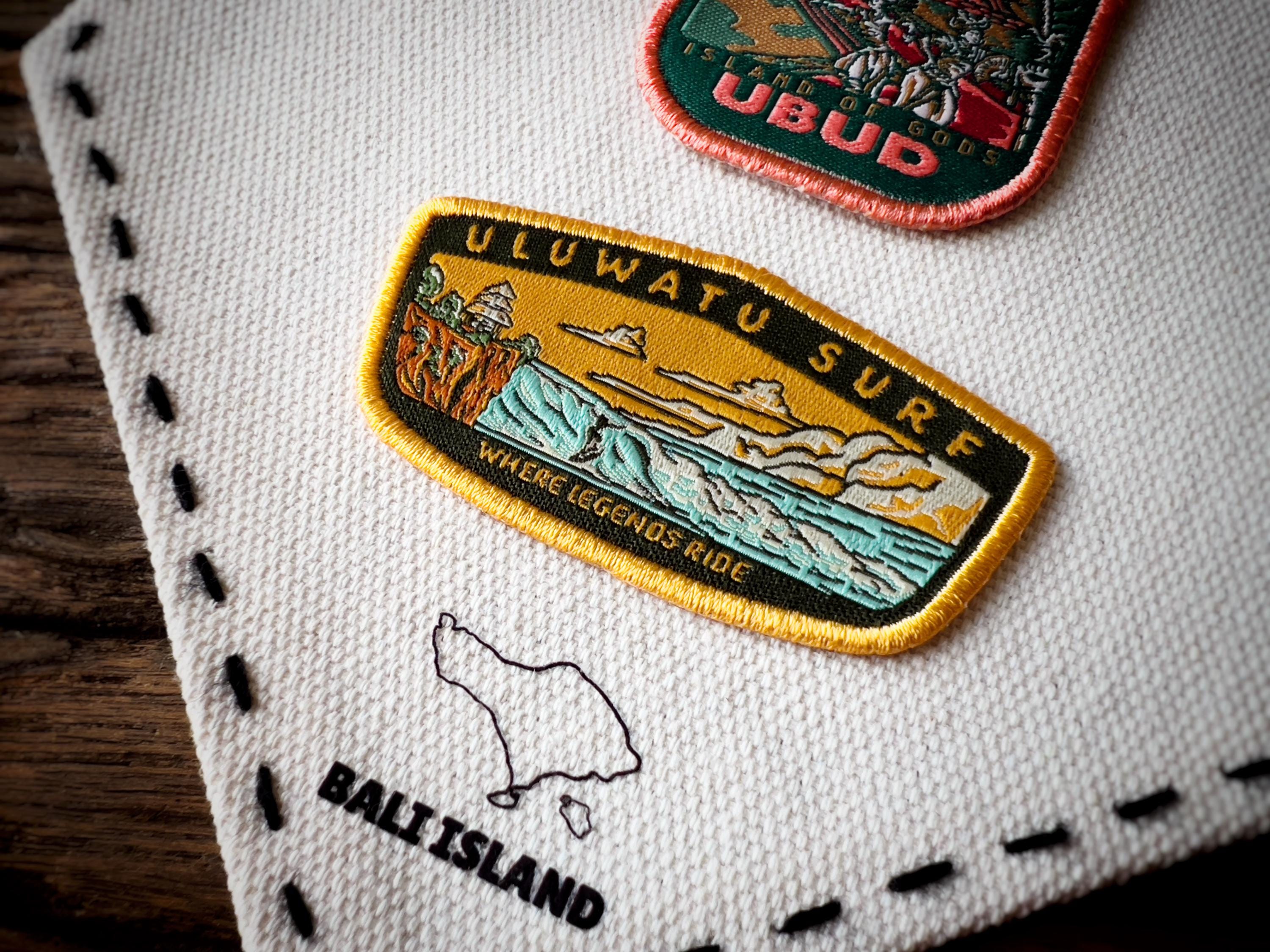 Bali Surf Patch - Uluwatu Woven Iron on Patch, Surf Badge, Indonesia Patch, Tropical Travel ...