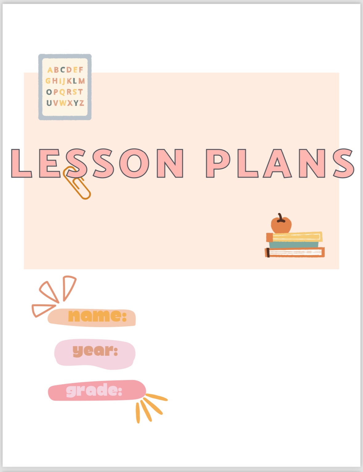 Pastel Teacher Lesson Plan Template - Etsy