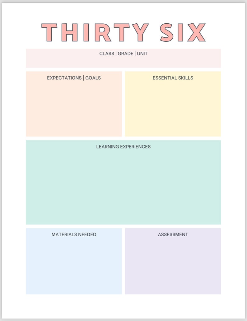 Pastel Teacher Lesson Plan Template - Etsy