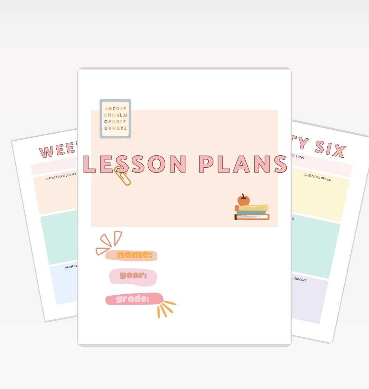 Pastel Teacher Lesson Plan Template - Etsy