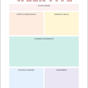 Pastel Teacher Lesson Plan Template - Etsy