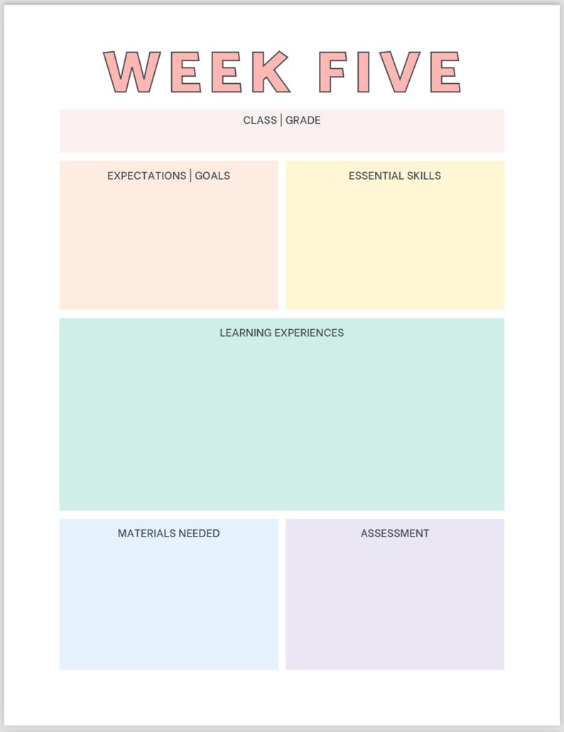 Pastel Teacher Lesson Plan Template - Etsy