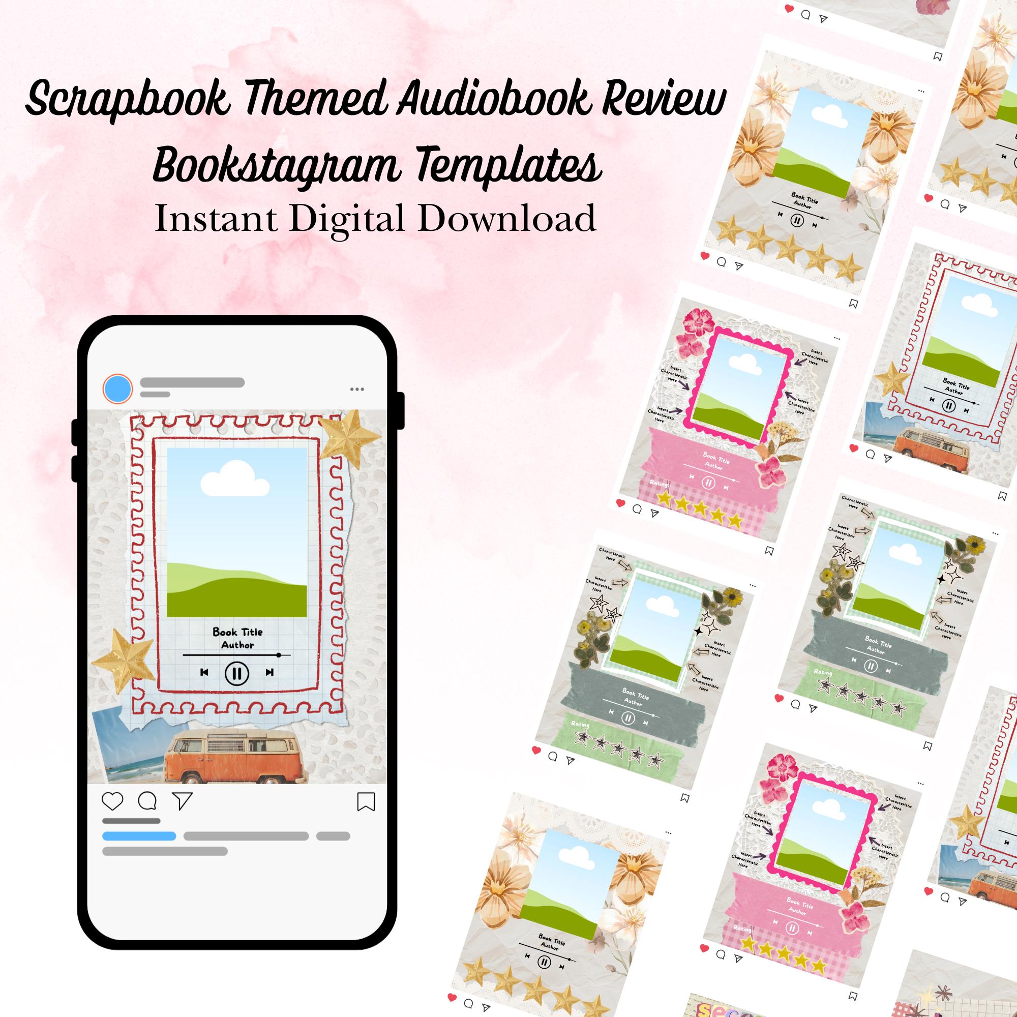 Audiobook Review Bookstagram Canva Templates | Scrapbook Instagram ...