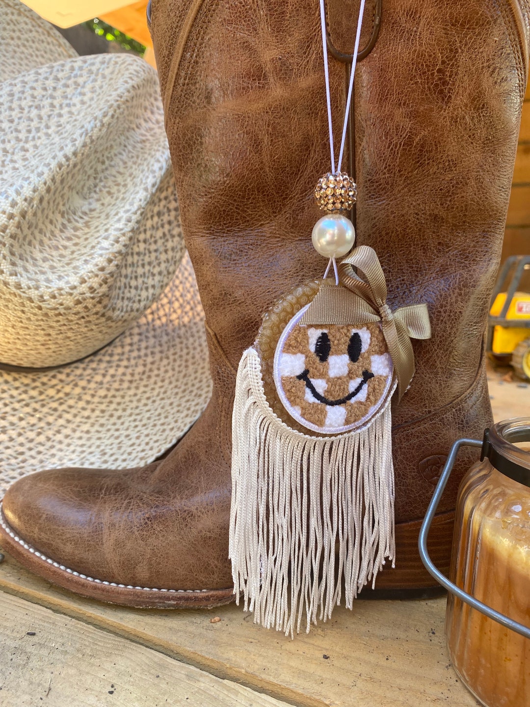 Freshie, Car Air Freshener, 3 Inch Smiley Checkered Patch Air Freshener ...