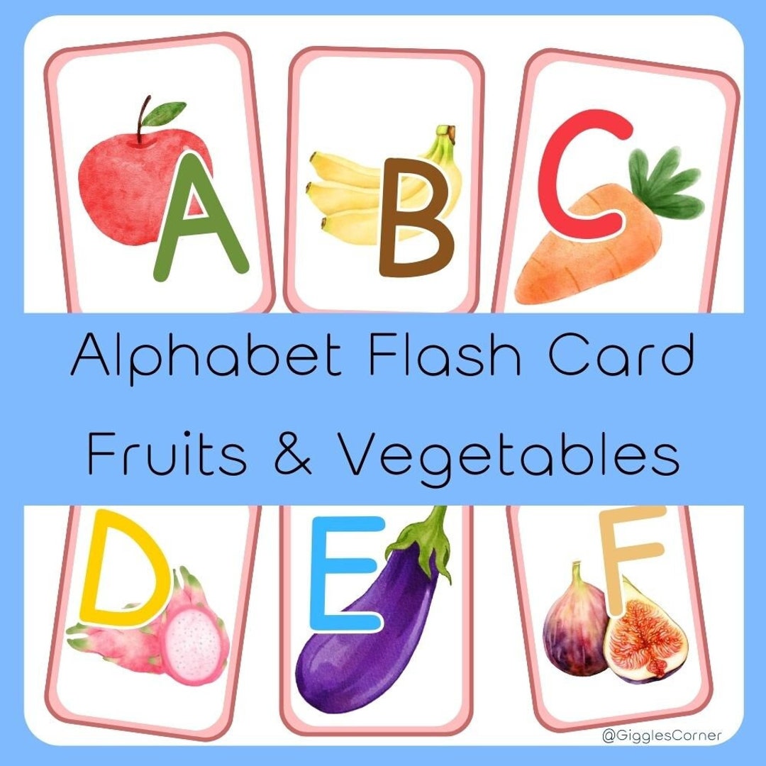 Printable Alphabet Fruit Flash Cards, Educational Cards, ABC Cards ...