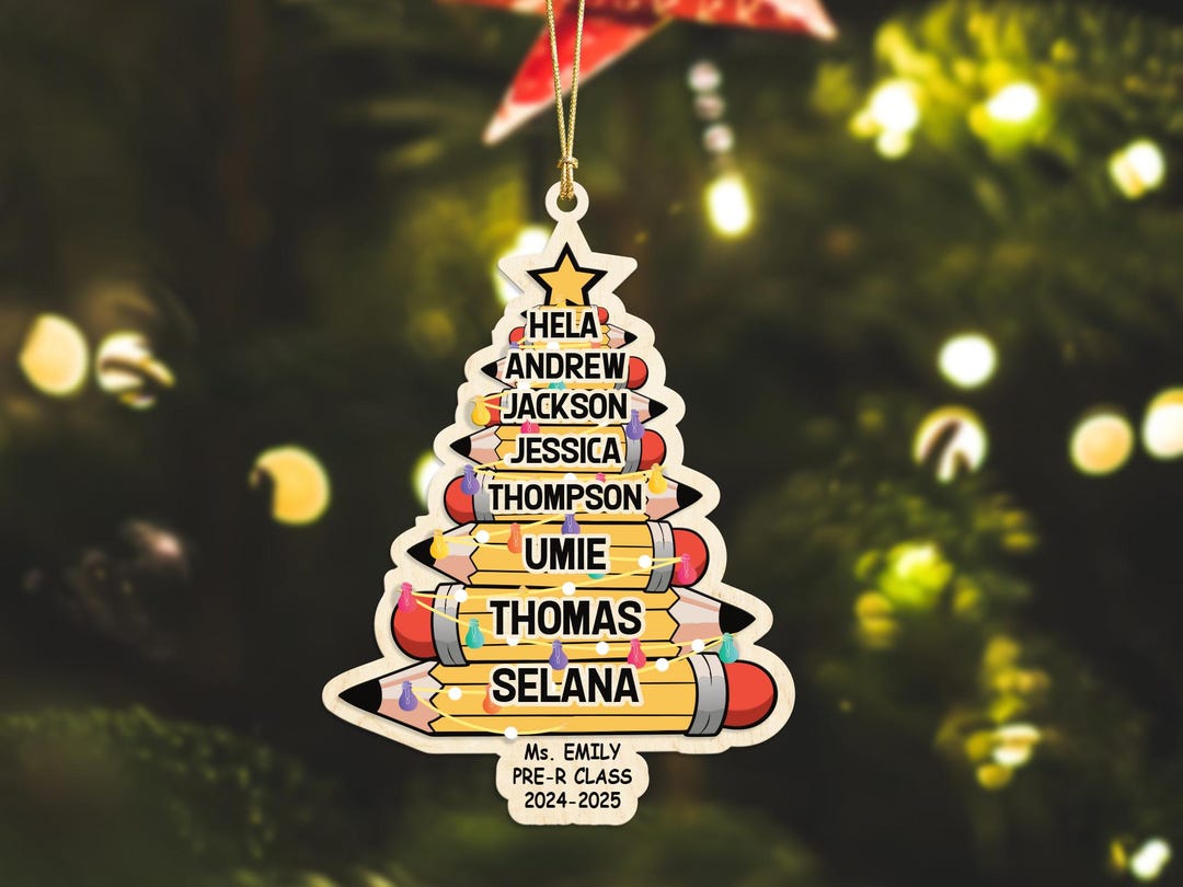 Personalized Teacher Classroom Christmas Ornament, Pencil Christmas ...