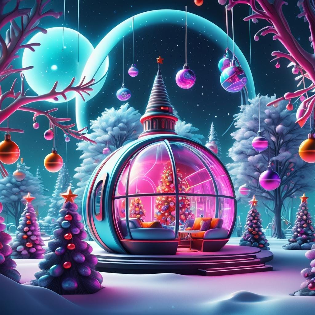 Futuristic Holiday Lounge With Neon Lights, Futuristic Holiday Decor ...