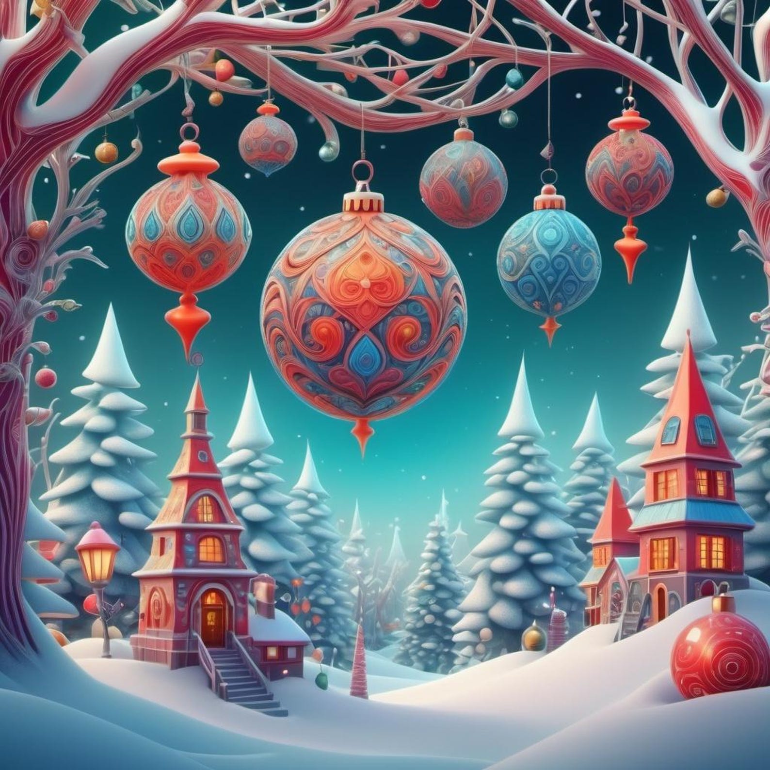 Christmas Wall Art, Festive Holiday Decor, Winter Wonderland Print ...