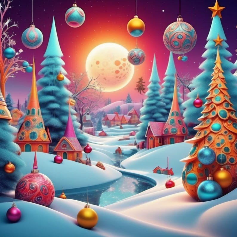 Christmas Wall Art, Festive Holiday Decor, Winter Wonderland Print ...