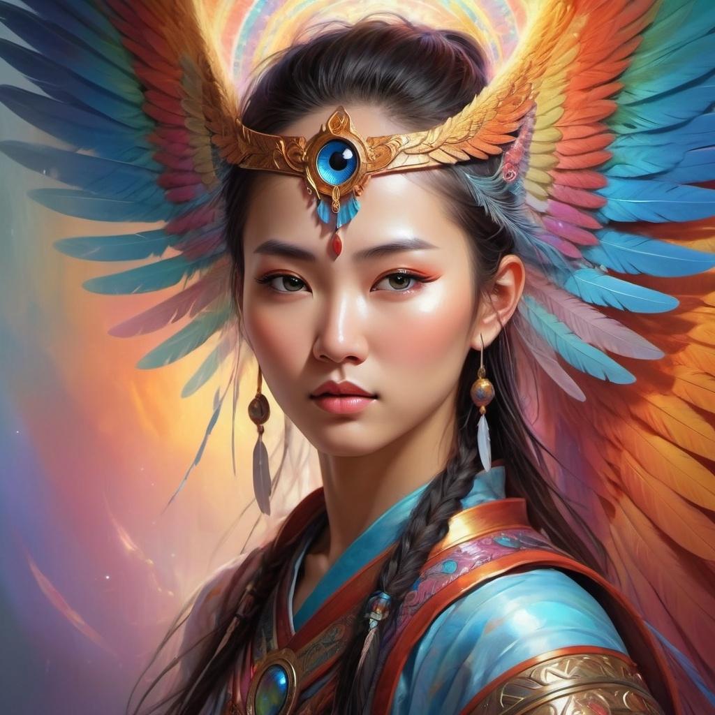 Rainbow Priestess Art, Fantasy Artwork, Digital Illustration, Celestial ...