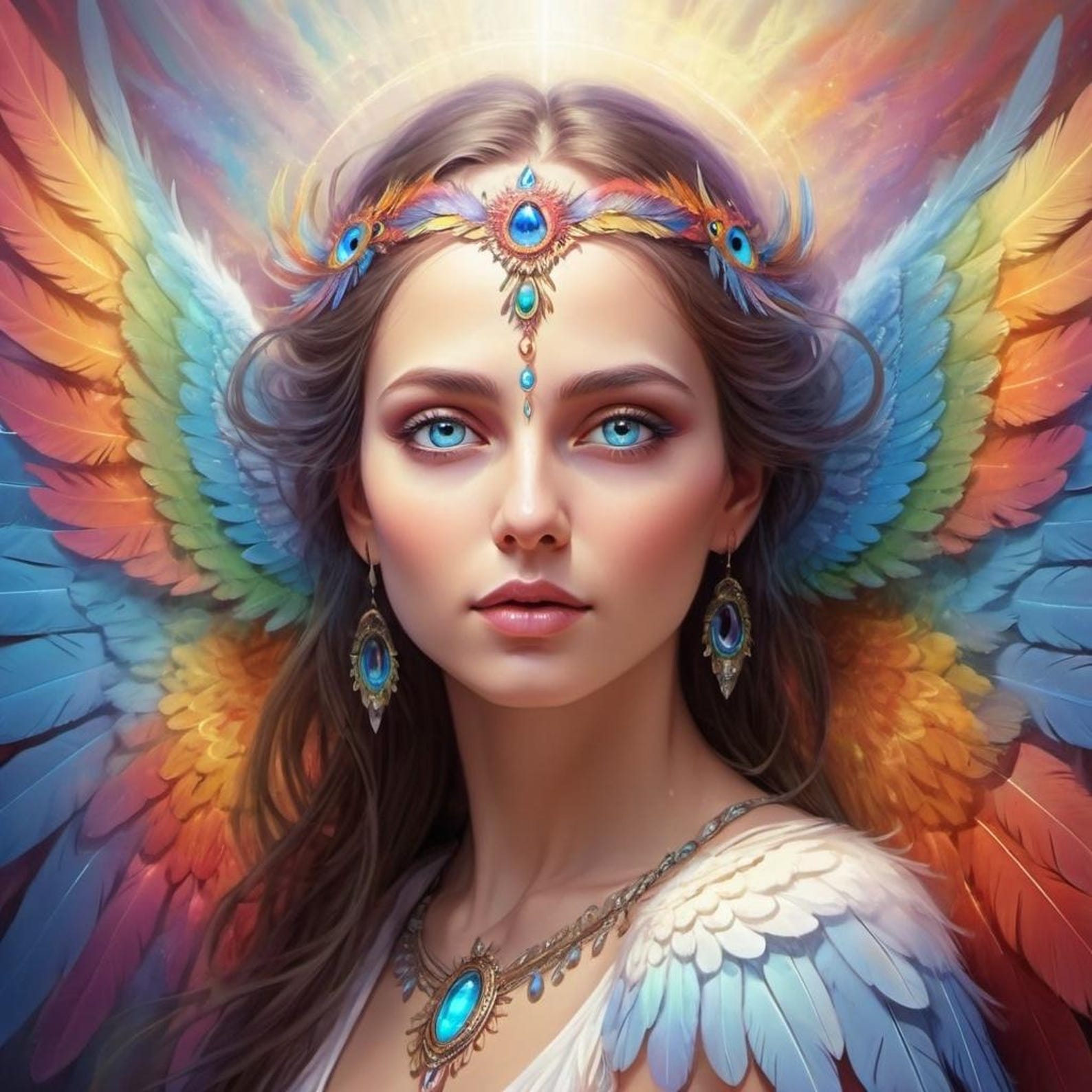 Rainbow Priestess, Fantasy Art, Colorful Artwork, Mystical Goddess ...