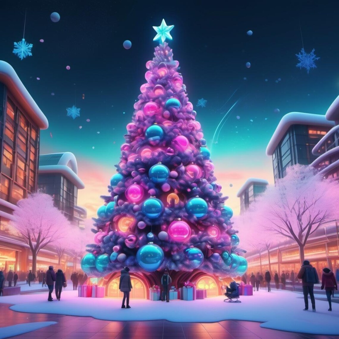 Futuristic Holiday Lounge With Neon Lights, Futuristic Holiday Decor ...