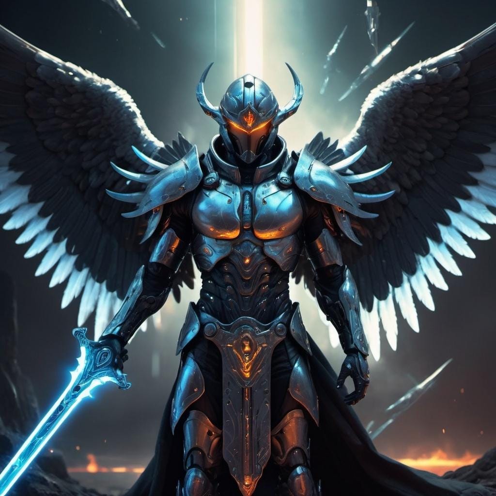 Ethereal Guardians: Angelic Warrior Art, Fantasy Angel, Digital Art ...