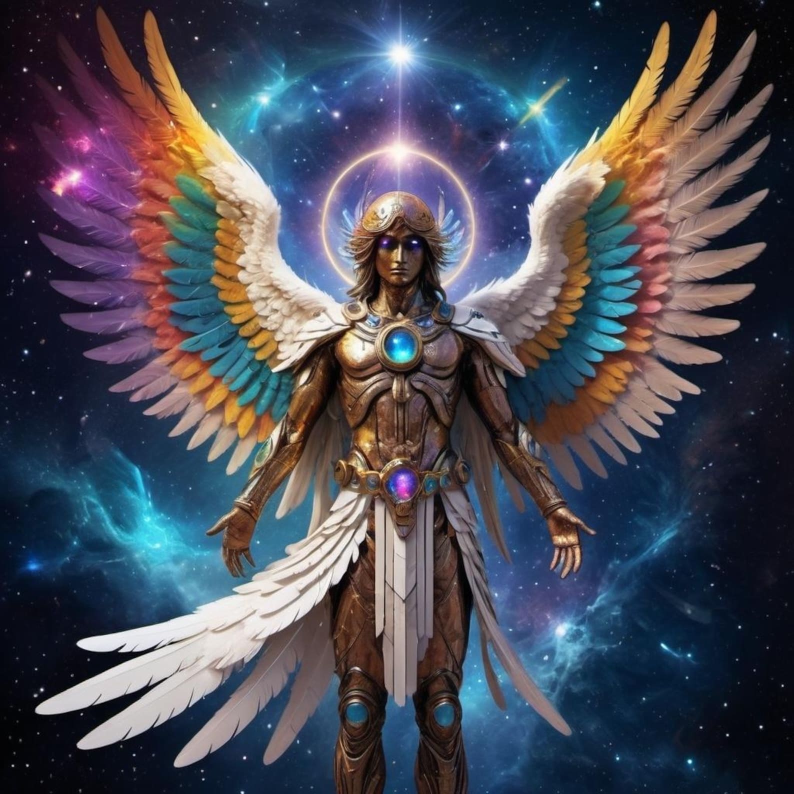 Cosmic Angel, Celestial Art, Rainbow Wings, Astral Guardian, Divine ...